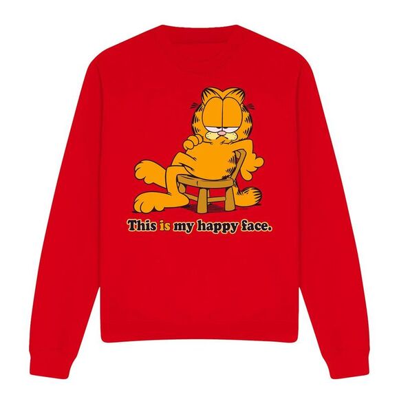 Garfield | Sweaters | Garfield Unisex Adult Happy Face Sweatshirt Red ...
